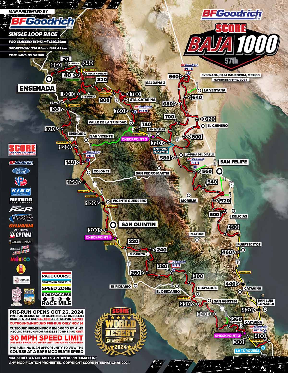2024 Baja 1000 Map: Detailed GPS Race Course Map