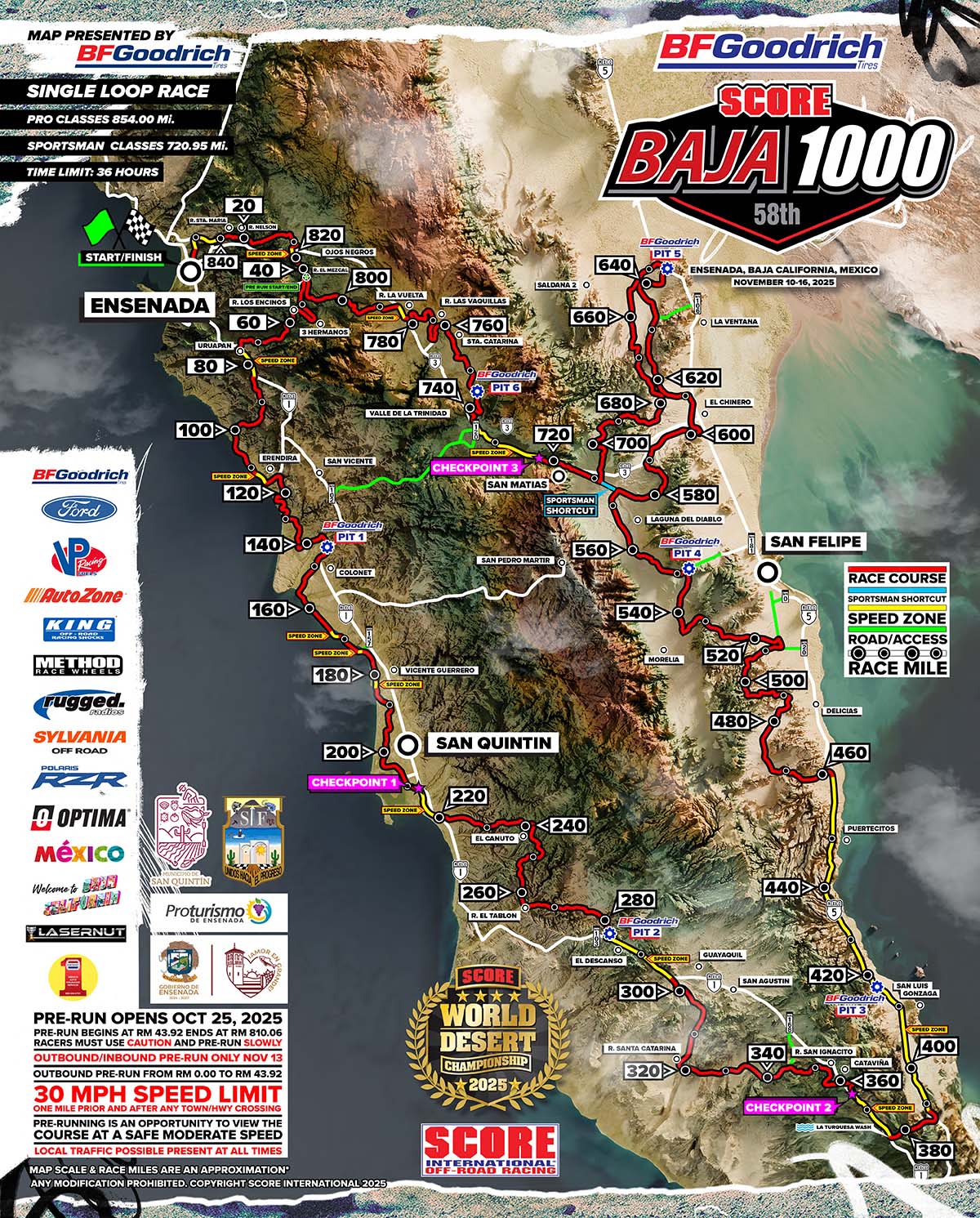 2025 Baja 1000 Map: Detailed GPS Race Course Map